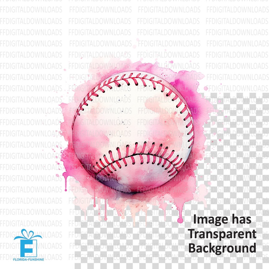 Pink Softball Clipart Pink Baseball PNG Watercolor Pink - Etsy