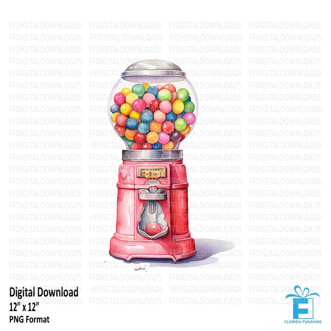 Gumball Machine Clipart, Gumball Machine PNG, Watercolor Gumball ...