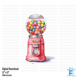 Gumball Machine Clipart, Gumball Machine PNG, Watercolor Gumball ...