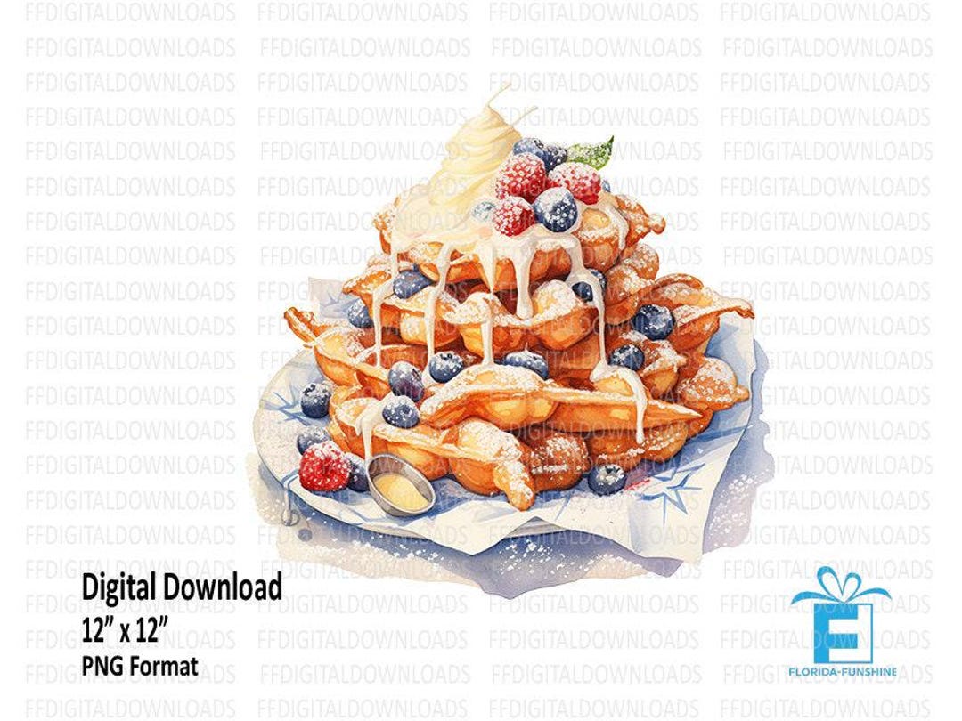 Funnel Cake Clipart, Funnel Cake PNG, Watercolor Funnel Cake, Funnel ...