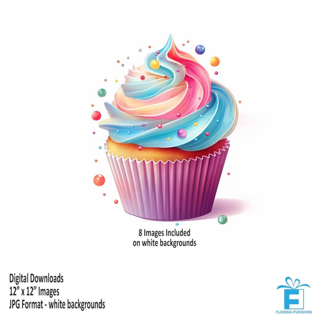 Cupcake JPG Bundle, 8 Cupcake Images, Cupcakes Sprinkles, Cupcake ...