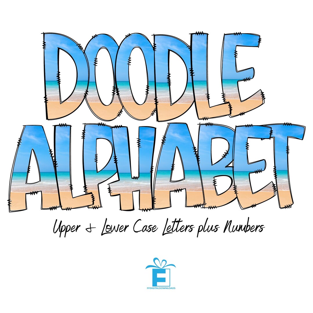 Beach Doodle Letters, Beach Alphabet Letters PNG Bundle, Beach Doodle ...