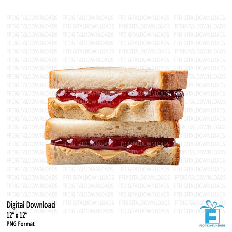 Peanut Butter and Jelly Sandwich Clipart PB&J Sandwich PNG - Etsy