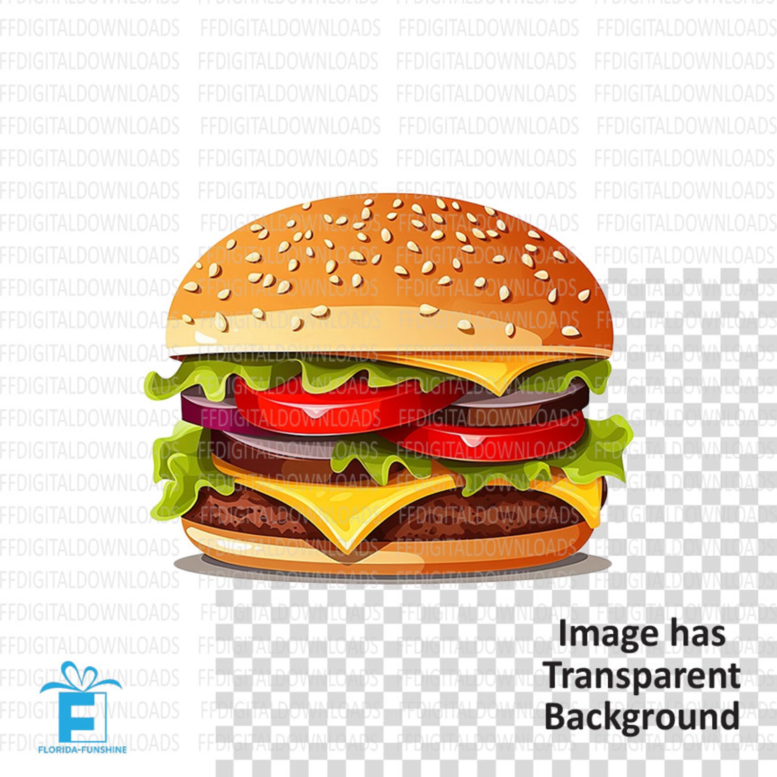 Cheeseburger Clipart Cheeseburger PNG Cheeseburger Digital - Etsy