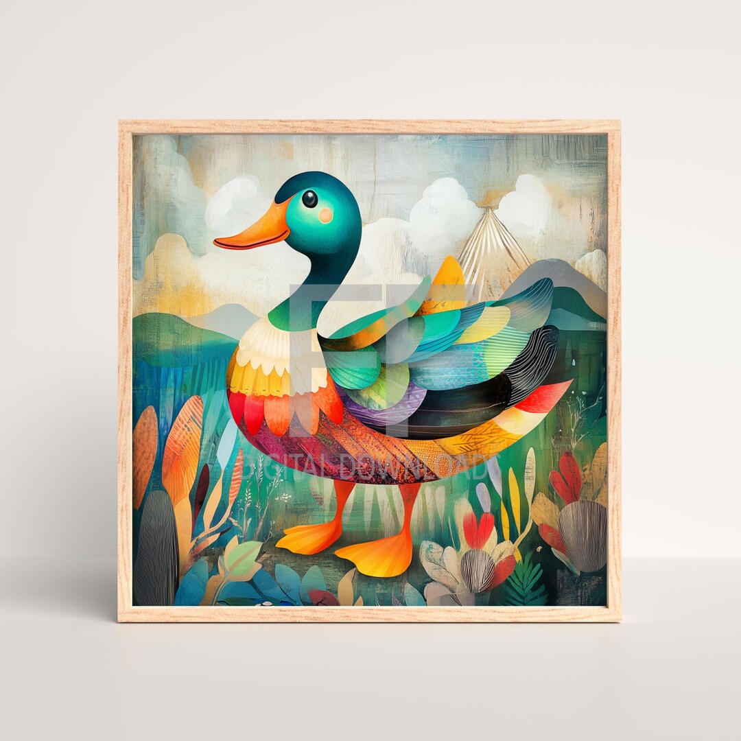 Duck Art PNG, Colorful Duck Artwork, Digital Artwork, Printable Digital ...