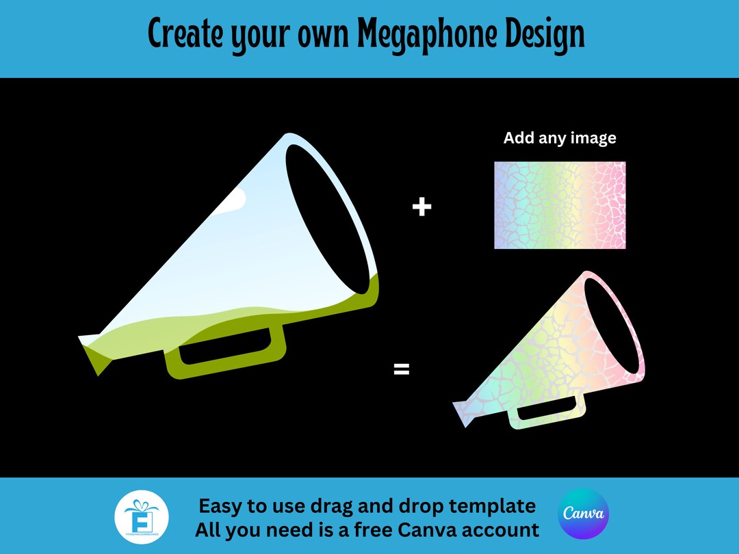 Megaphone Clipart, Megaphone Canva Frame, Drag and Drop Editable Canva ...