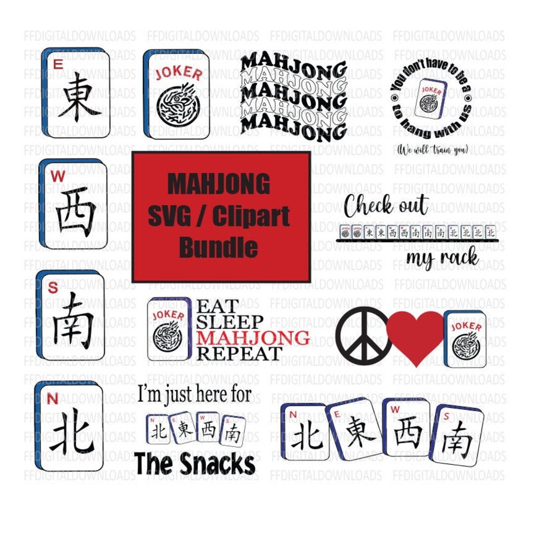 Mahjong SVG Bundle - 12 Mahjong SVG Files - Mahjong Clipart - Mahjong ...