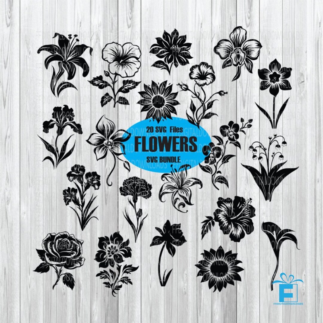 Flower SVG Bundle - 20 Flower SVG Files - Flower Clipart - Fower Cut ...