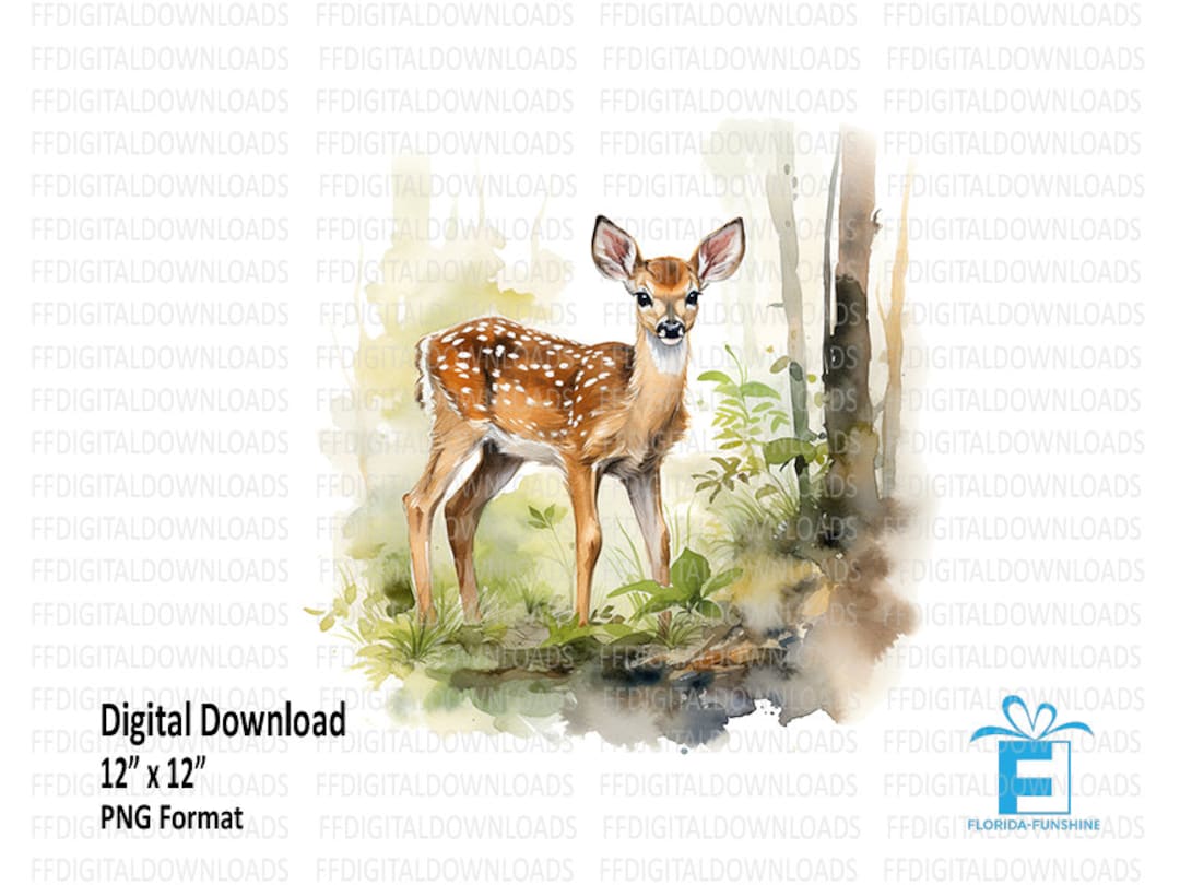 Deer PNG, Deer Clipart, Watercolor Deer, Deer in Woods, Deer Art, Deer ...
