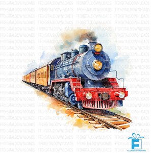 Train Clipart Bundle, 7 High-quality Pngs, Watercolor Train Clipart ...