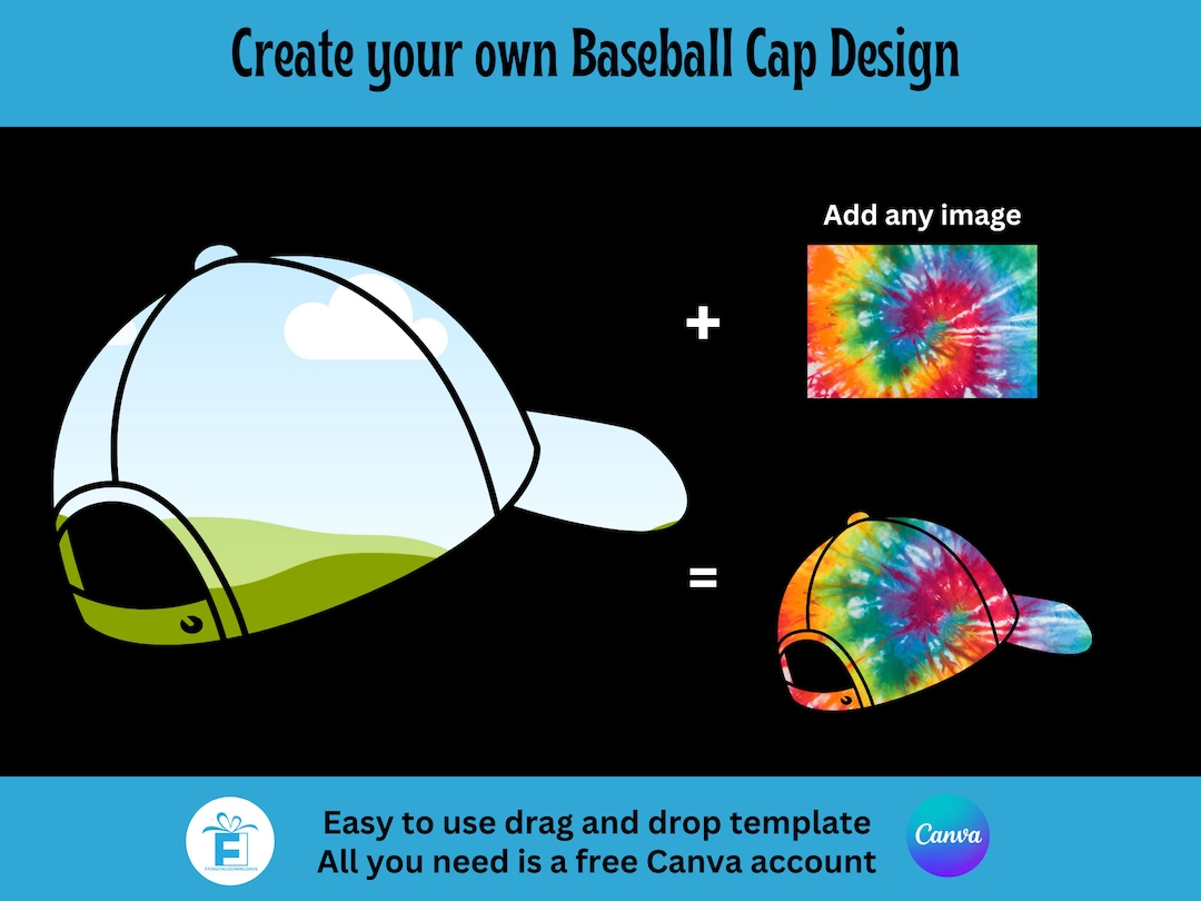 Baseball Cap Clipart, Baseball Cap Canva Frame, Drag and Drop Editable Canva Template ...