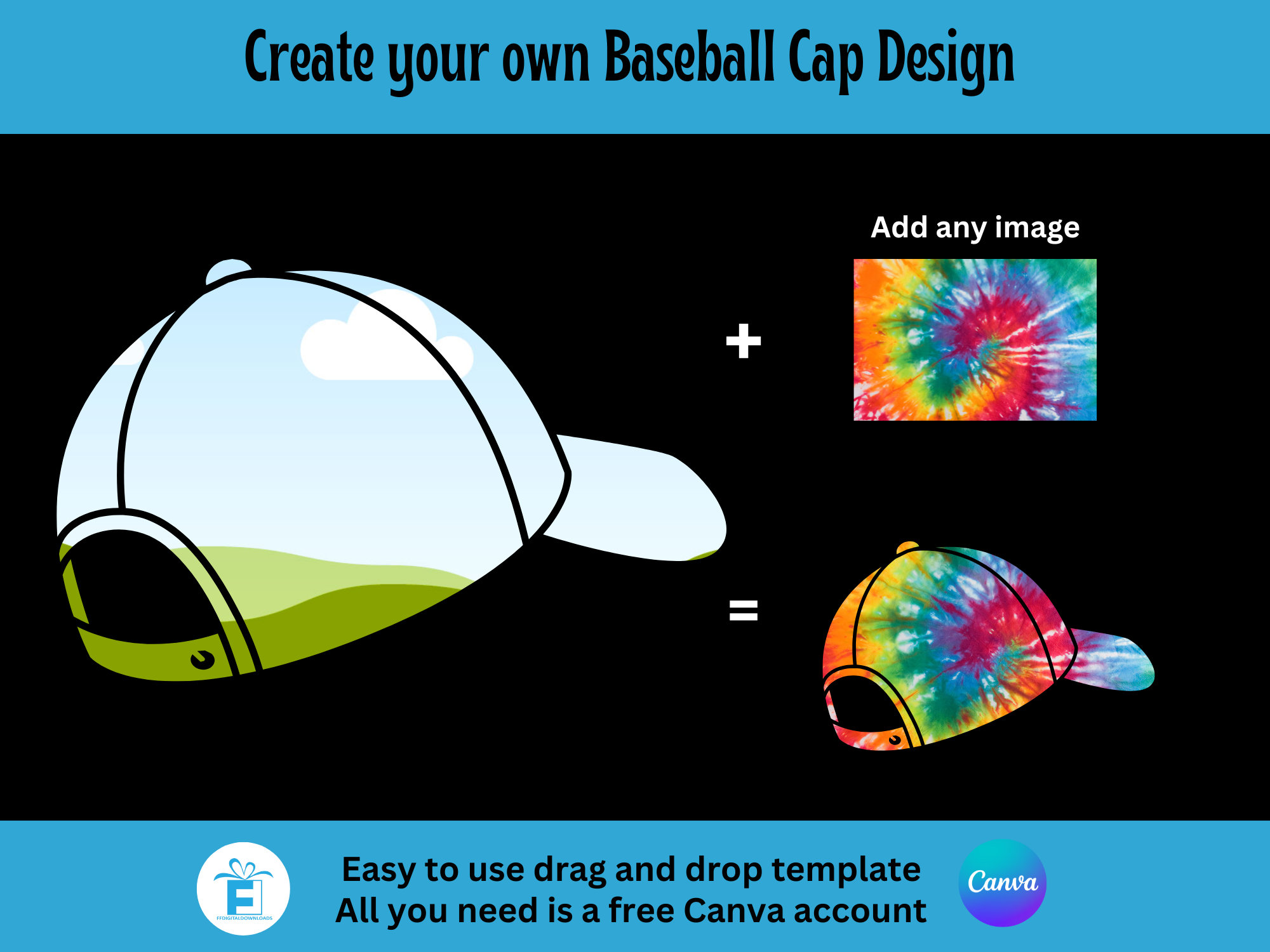 Baseball Cap Clipart, Baseball Cap Canva Frame, Drag and Drop Editable ...