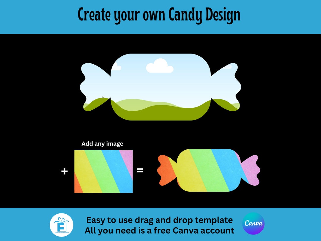 Candy Clipart, Candy Canva Frame, Drag and Drop Editable Canva Template ...