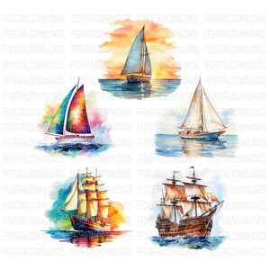 Boat PNG Bundle 11 Watercolor Boat Clipart Images Sailboat Pontoon Boat ...