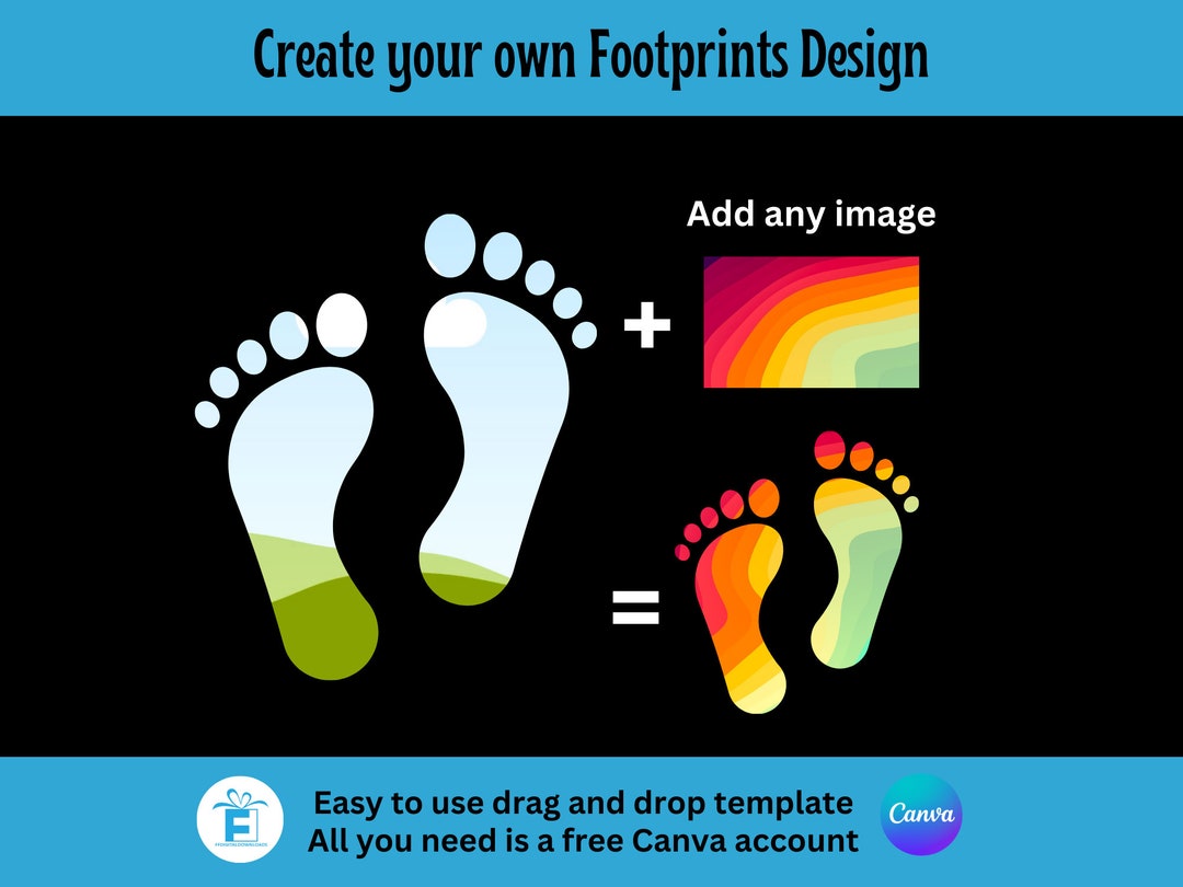 Footprints Canva Frame, Drag and Drop Editable Canva Template ...