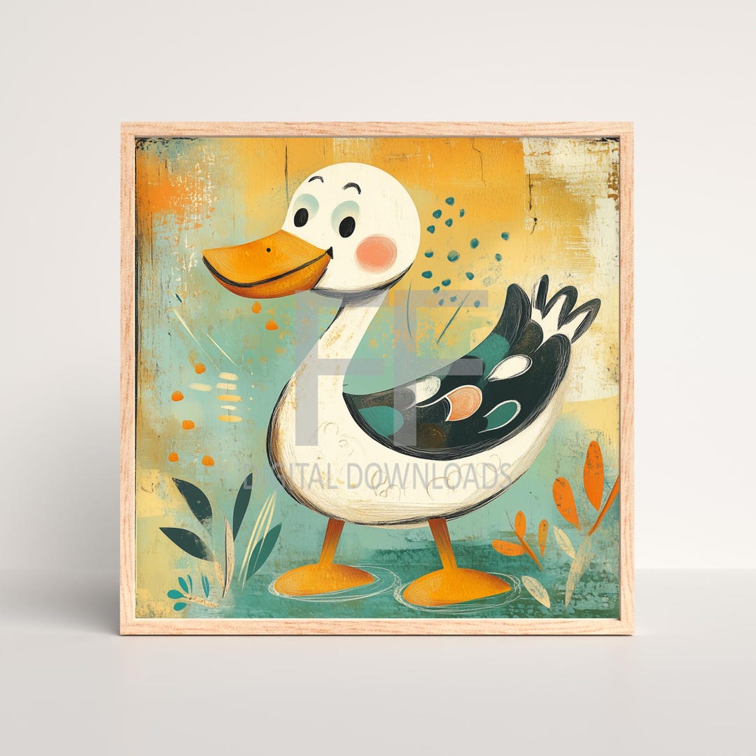 Duck Art PNG, Cute Duck Artwork, Digital Artwork, Printable Digital ...