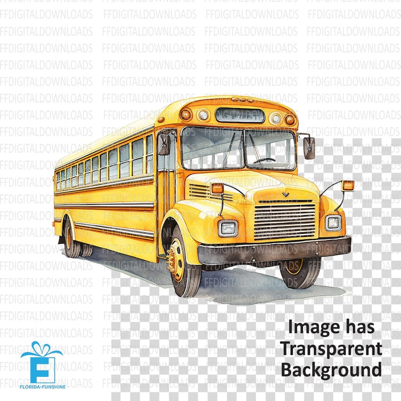 School Bus Clipart School Bus PNG Watercolor School Bus - Etsy