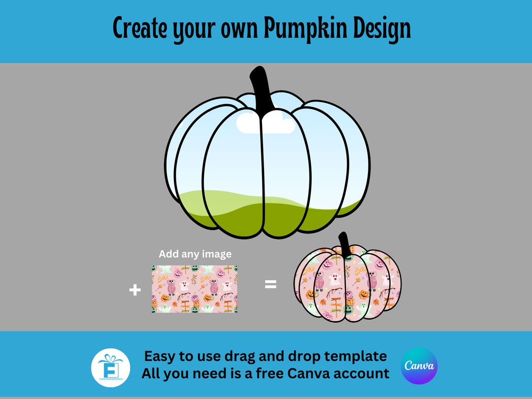 Pumpkin Canva Frame, Drag and Drop Editable Canva Template, Sublimation ...