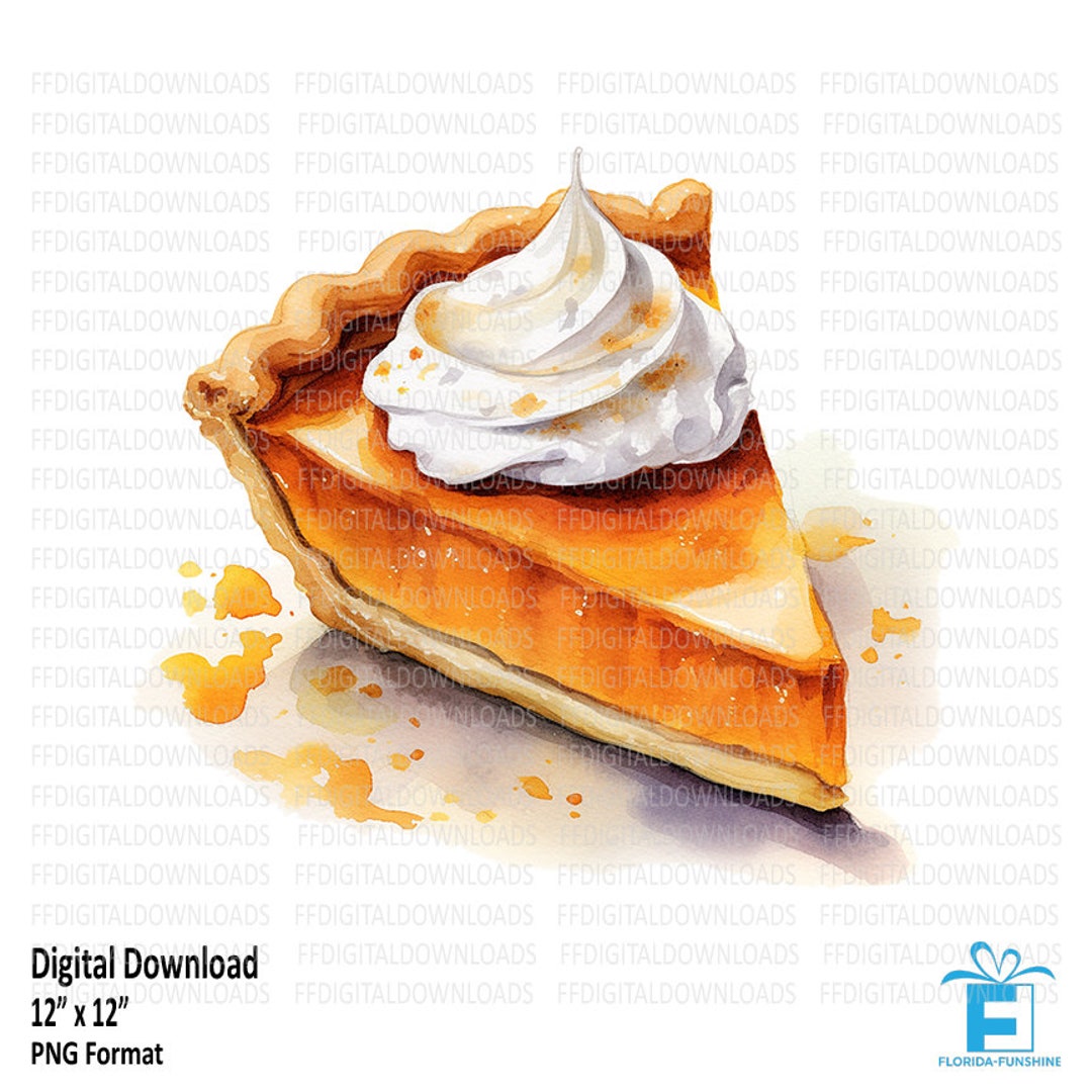 Pumpkin Pie Clipart Pumpkin Pie Png Watercolor Pumpkin Pie - Etsy