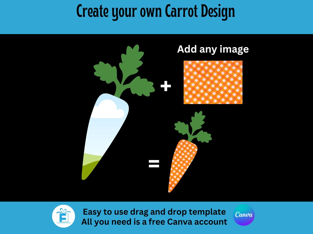 Carrot Canva Frame, Drag and Drop Editable Canva Template, Sublimation ...