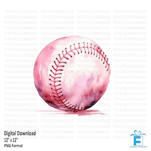 Pink Softball Clipart, Pink Baseball PNG, Watercolor Pink Baseball Png ...