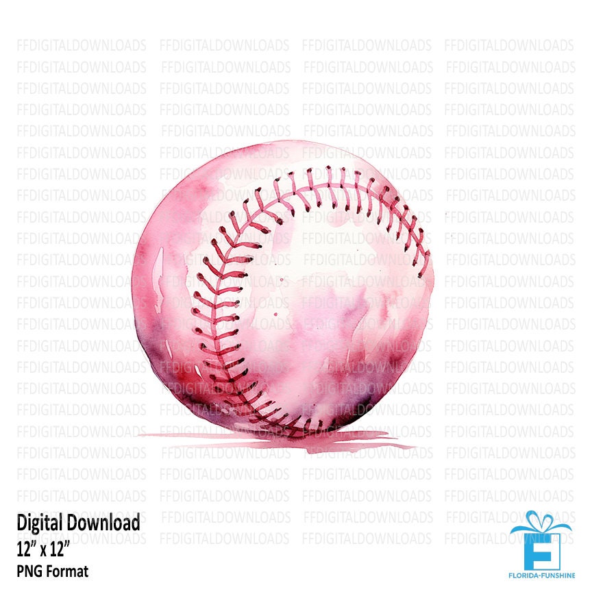 Pink Softball Clipart Pink Baseball PNG Watercolor Pink - Etsy