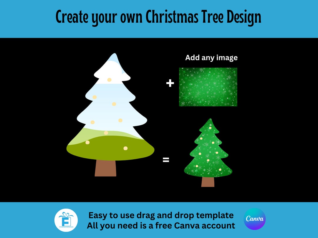 Christmas Tree Clipart, Christmas Tree Canva Frame, Drag and Drop ...