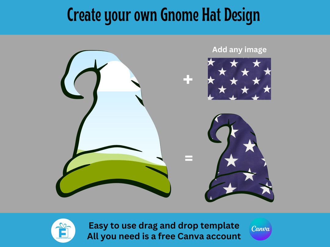 Gnome Hat Clipart, Gnome Hat Canva Frame, Drag and Drop Editable Canva ...