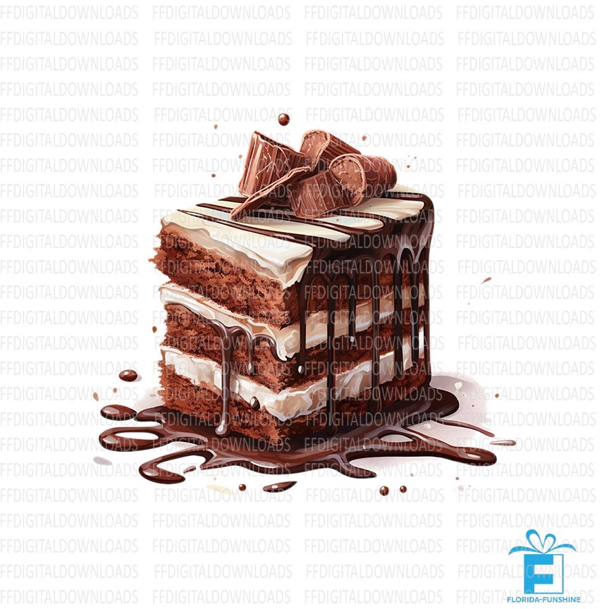 Chocolate Cake Clipart Bundle, 7 High-quality Pngs, Chocolate Cake Png ...
