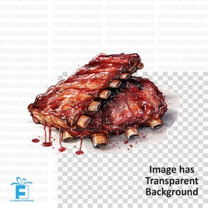 Barbecue Ribs Clipart, Barbecue Ribs PNG, Barbecue Ribs Digital Clipart ...