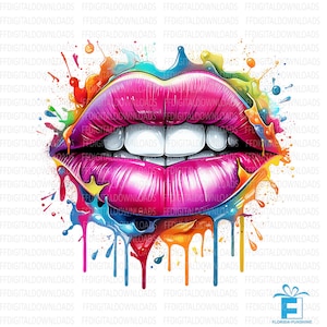Lips Clipart, 7 High-quality Pngs, Watercolor Lips PNG, Colorful Lips ...