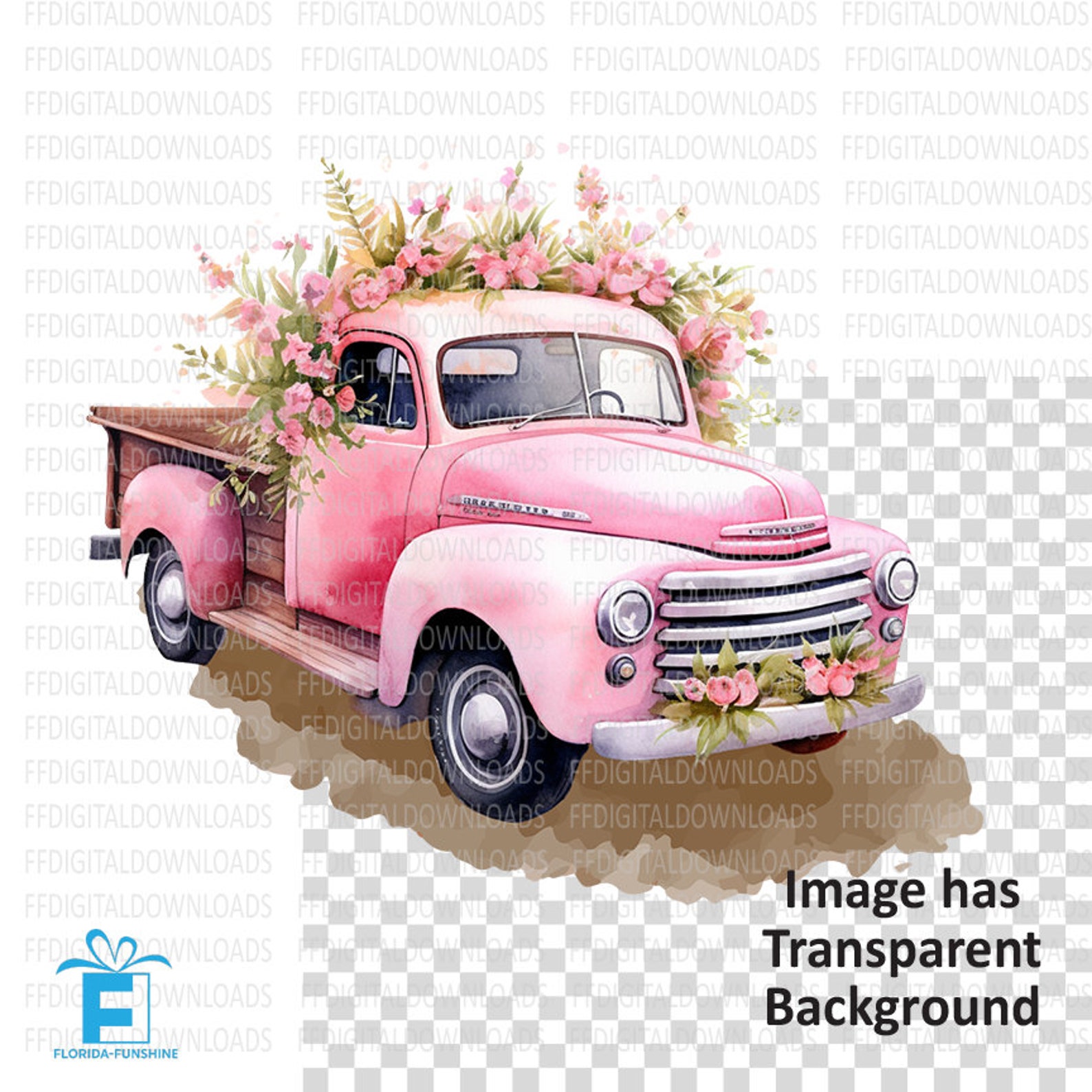 Pink Vintage Pickup Truck Pink Vintage Truck PNG Watercolor - Etsy