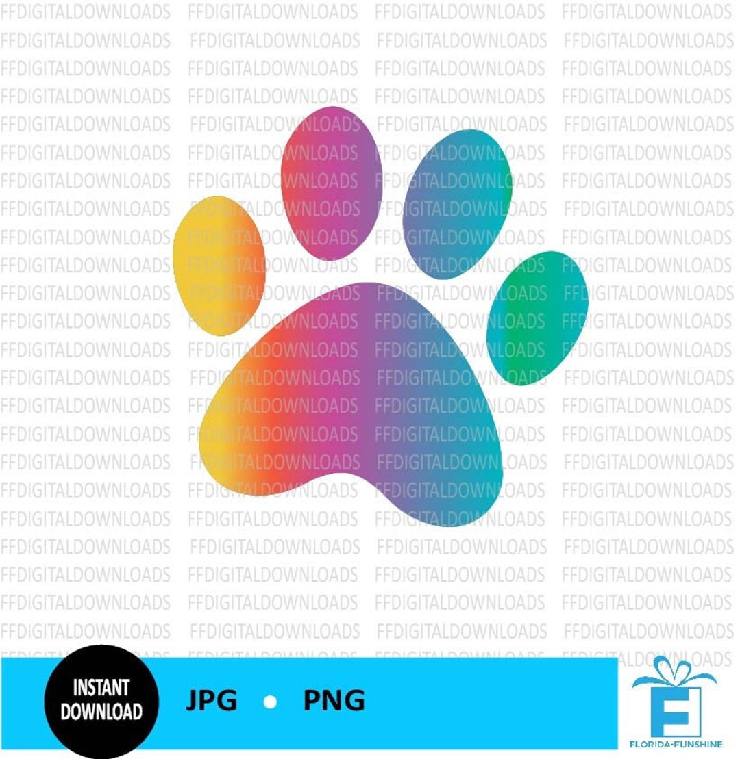 Paw Print, Colorful Paw Print, Rainbow Paw Print PNG, Paw Print Clipart ...
