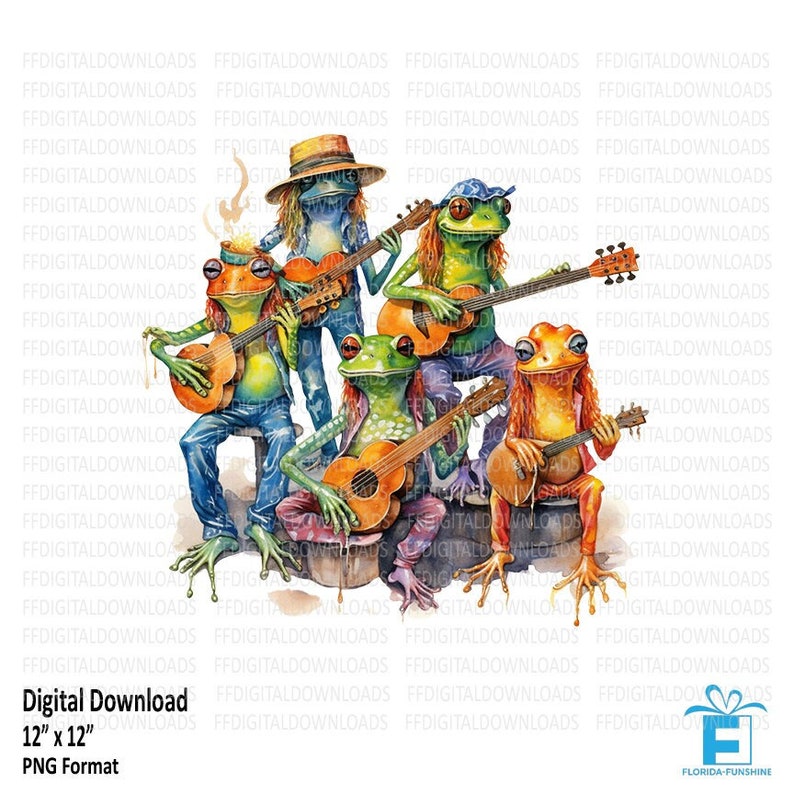 Frog Band Clipart Hippie Frog Band Clipart Bluegrass Frogs - Etsy