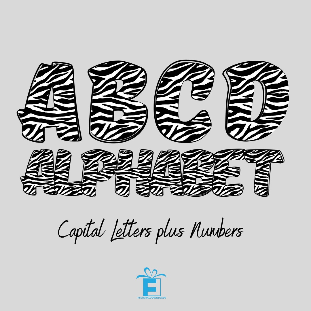 Zebra Letters, Zebra Print Alphabet Letters PNG Bundle, Hand Drawn ...