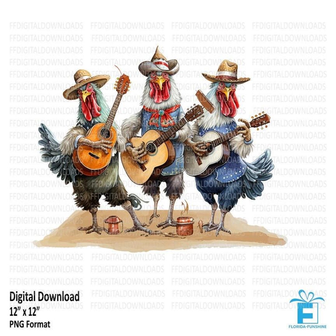 Chicken Band Clipart, Bluegrass Chicken Band, Chicken Band PNG, Chicken ...