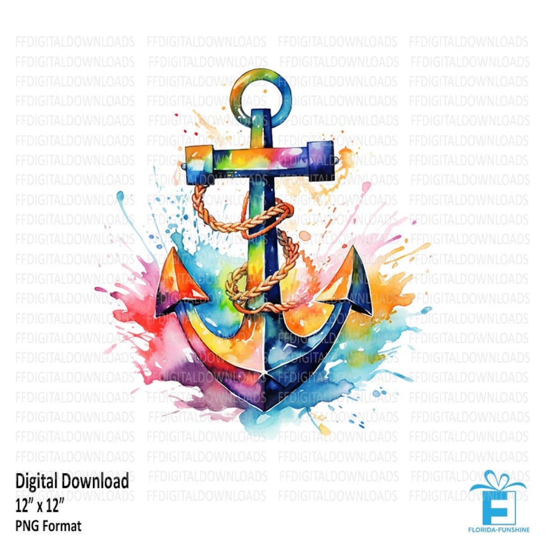 Watercolor Anchor Png, Anchor Clipart, Cruise Png, Vacation Png, Ocean ...