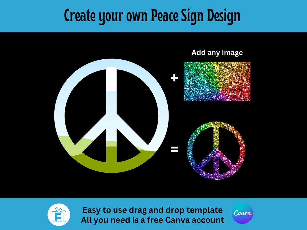 Peace Sign Canva Frame Drag and Drop Editable Canva Template - Etsy