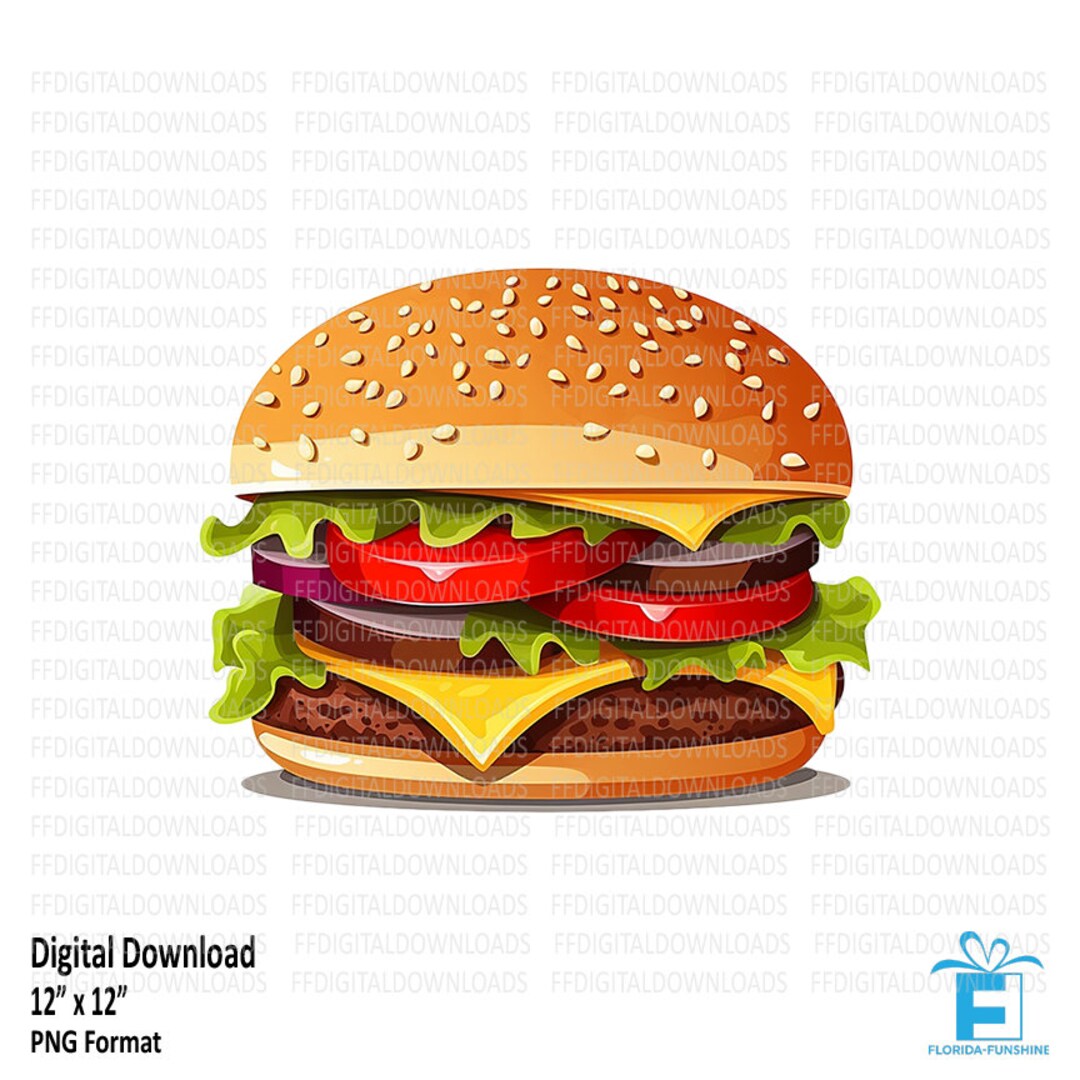 Cheeseburger Clipart, Cheeseburger PNG, Cheeseburger Digital Clipart ...