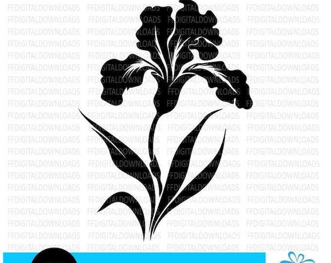 Vector Irises Clipart, Scrapbooking Irises Vintage. Irises With Lines ...