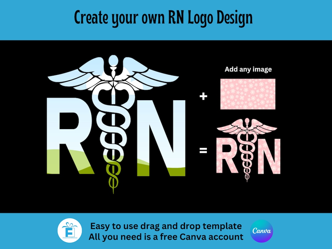 RN Logo Canva Frame, Drag and Drop Editable Canva Template, Sublimation ...