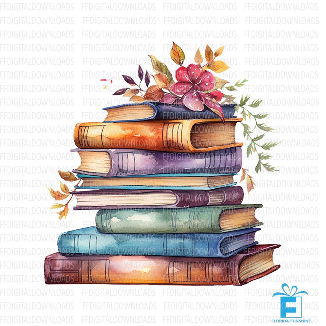 Book Clipart Bundle, 7 High-quality Pngs, Stack of Books Clipart ...