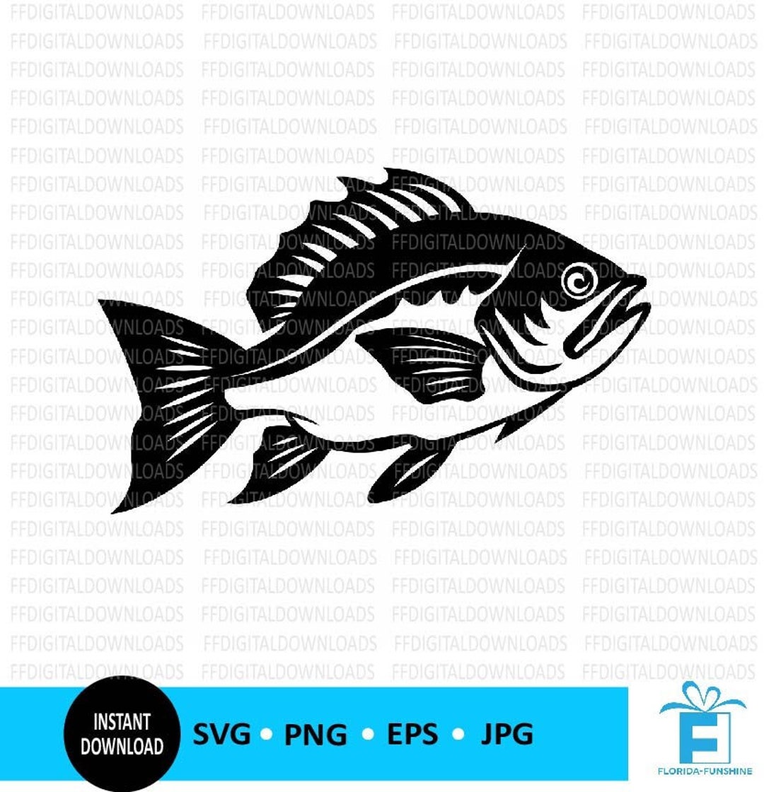 Bass Fish Svg, Fishing Design, Fisherman Svg, Png, Eps Files for Cricut ...