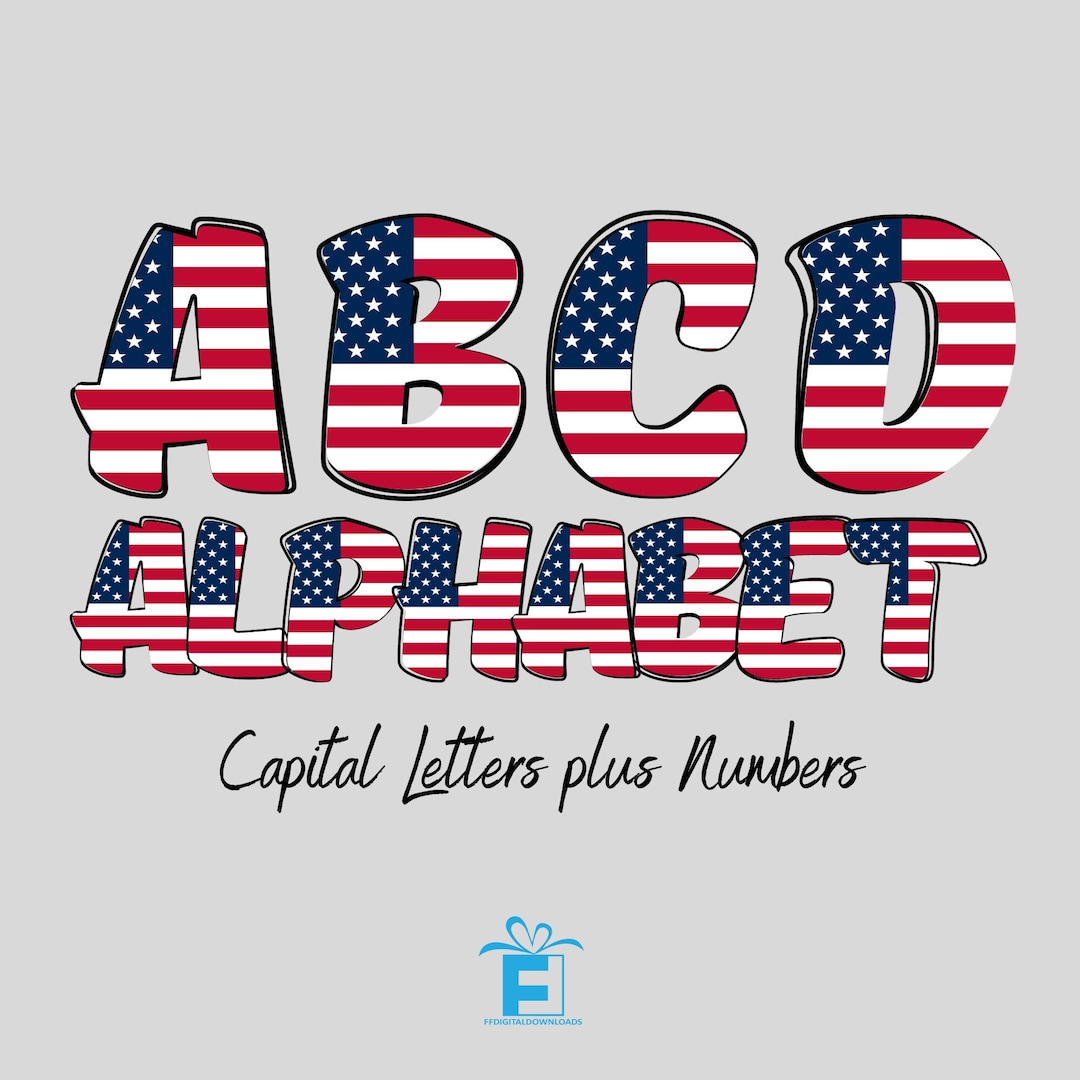 American Flag Letters, American Flag Alphabet Letters PNG Bundle ...