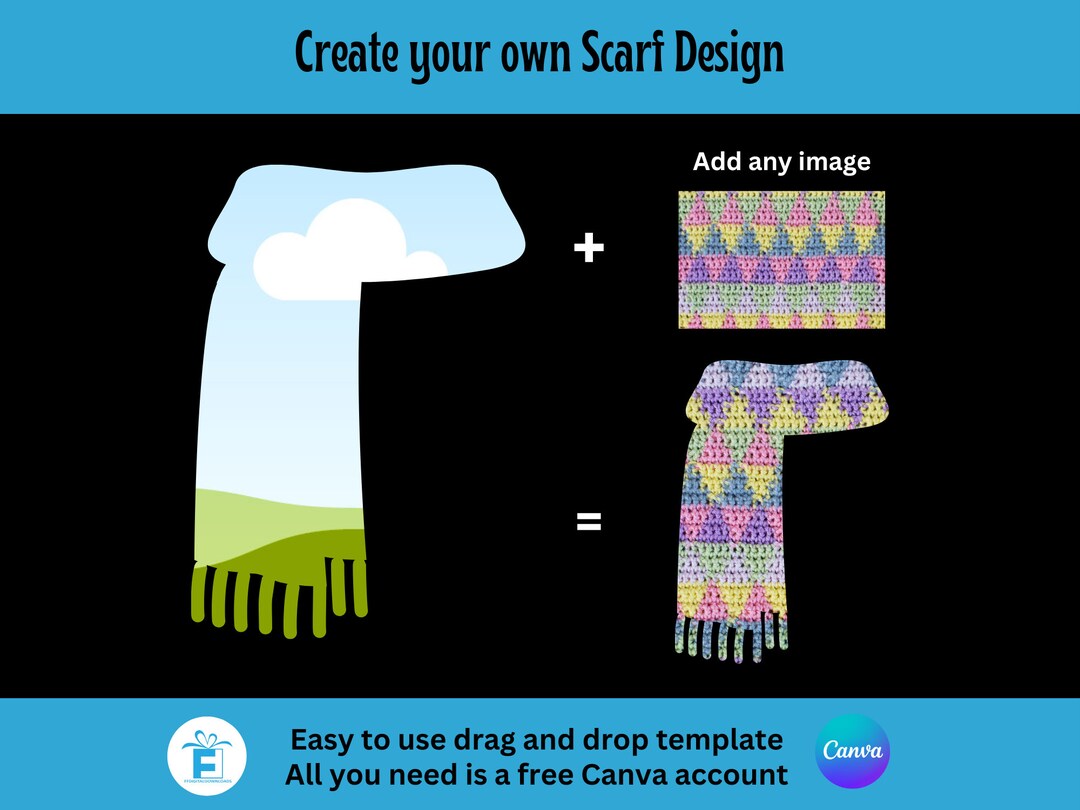 Scarf Clipart, Scarf Canva Frame, Drag and Drop Editable Canva Template, Sublimation PNG, Create ...