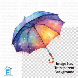 Umbrella Clipart, Umbrella PNG, Watercolor Umbrella, Colorful Umbrella ...