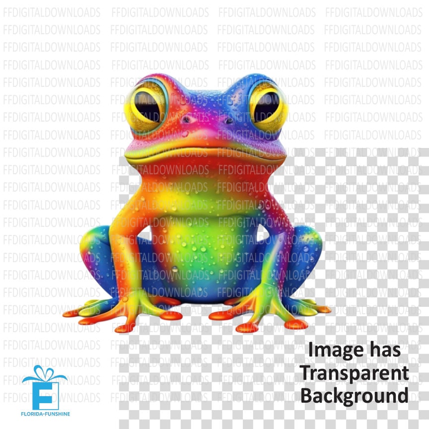 Rainbow Frog PNG Frog Clipart Colorful Frog Rainbow Tree - Etsy