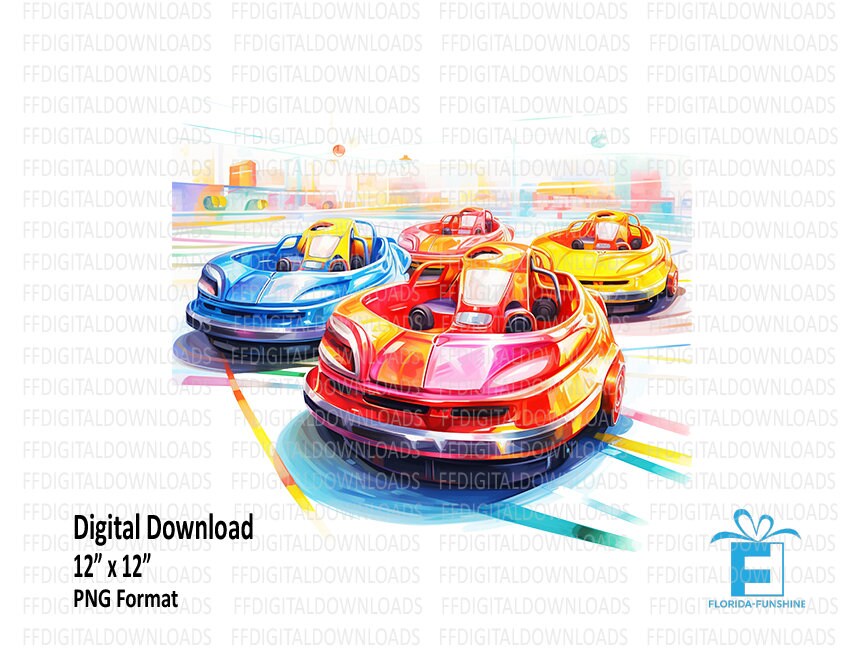 Bumper Cars Clipart Bumper Cars PNG Digital Clipart - Etsy