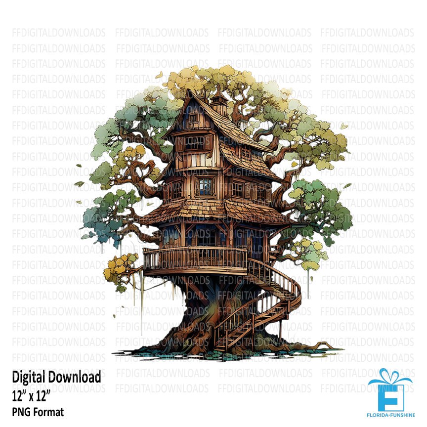 Treehouse Clipart Treehouse Png Watercolor Treehouse - Etsy