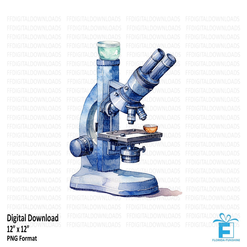 Microscope Clipart Microscope Png Watercolor Microscope - Etsy